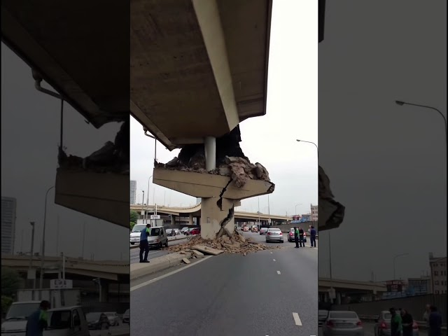 The bridge support collapsed after the earthquake, but it was just the ...